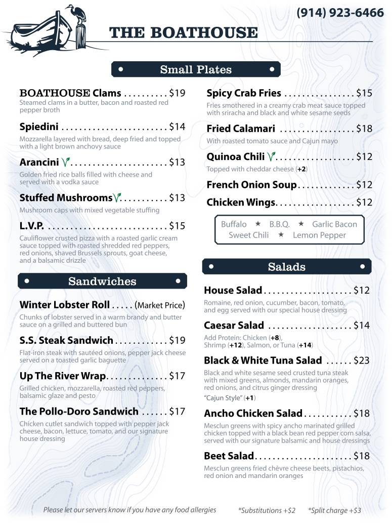 Boathouse Menu